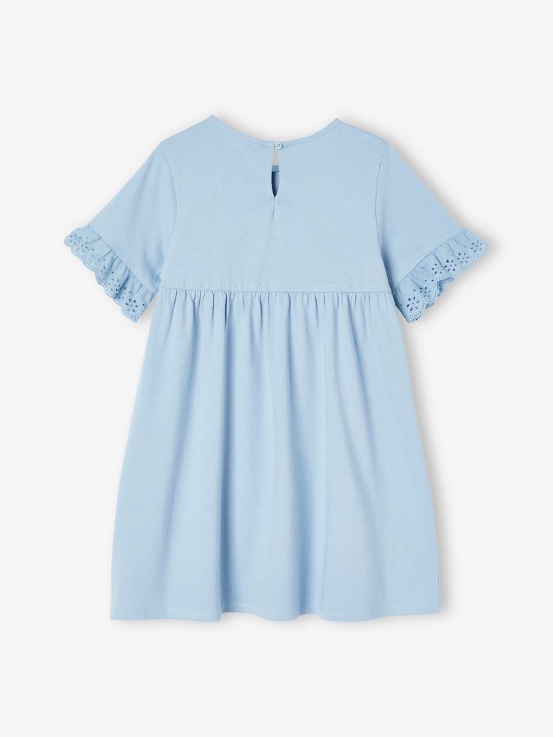 Vertbaudet Mädchen Kleid mit Lochstickereien in graublau